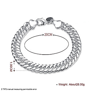 NABTYJC Sterling Silver Link Chain bracelet for Men Teens Women, DIY Jewelry, Curban Chain Bracelet, 8" Specail Design Snake Animal Shape