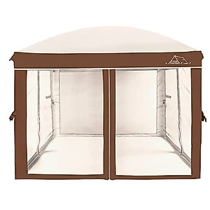 Camp Master Canopy Tent with Mosquito Netting, Outdoor 10x10 Pop-up Dome Canopy,Patio Tents for Parties,Quick Easy Setup Canopies with Waterproof Roof, Roller Bag, 4 sandbags (10 FT, Brown)