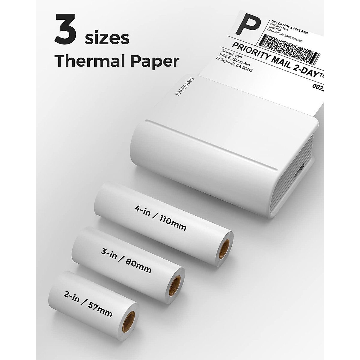 paperang Bluetooth Label Printer, 300 dpi Thermal Label Printer, C1S Portable Pinter Supports 2/3/4-Inch (57/80/110mm) Thermal Printer Supports Shipping Labels, Barcode Labels, Household Labels, etc