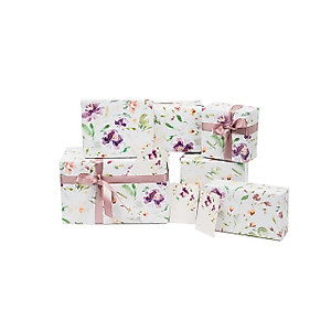 Itsy Belle Studio Fall Wedding Wrapping Paper and ribbon set with tags - Fall wrapping paper, Purple Flower wrapping paper sheets, Boho Baby Shower wrapping paper birthday girl, Fall Bridal Shower