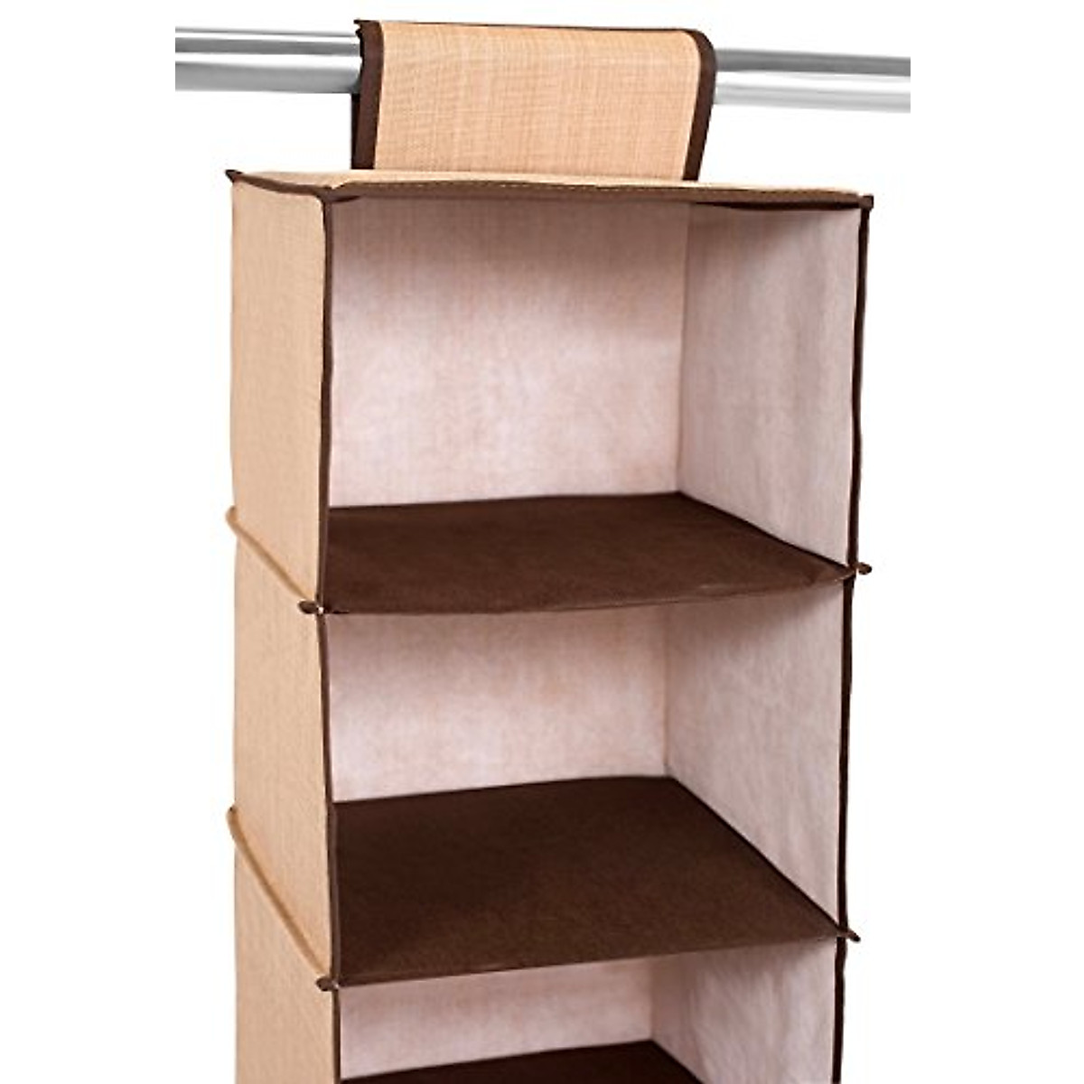 Internet's Best Hanging Closet Organizer - 6 Shelf - Clothing Sweaters Shoes Accessories Storage - Brown - College Dorm Kids Room Essential - Beige