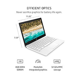HP Chromebook 11-inch Laptop - MediaTek - MT8183 - 4 GB RAM - 32 GB eMMC Storage - 11.6-inch HD IPS Touchscreen - with Chrome OS™ - (11a-na0050nr, 2020 model, Snow White)
