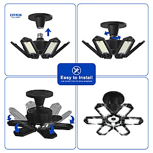 Eqquorva LED Garage Lights Deformable Garage Ceiling LED Lights (4 Pack)