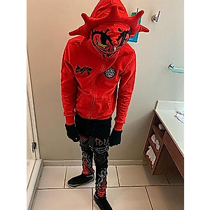 Sunwittafy Y2k Hoodie Men Women Black Rhinestone Full Zip Up Hoodie Over Face Oversized Sweatshirt Trendy Streetwear