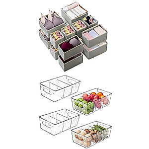 Kootek 16 Pack Drawer Organizers for Clothing and 4 Pack Refrigerator Organizer Bins