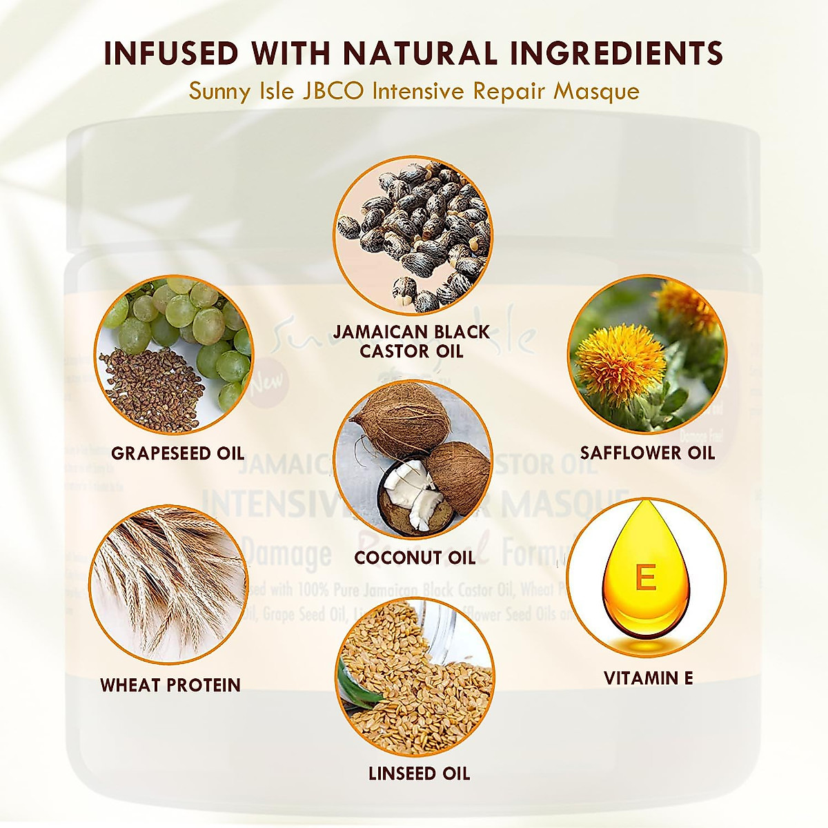 Sunny Isle Jamaican Castor Oil Intensive Repair Masque, Black, Coconut, 16 Fl Oz