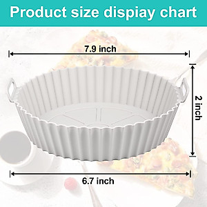 Air Fryer Silicone Liners, Reusable Silicone Air Fryer Liners, 7.5 Inch Silicone Inserts for 3QT-5QT Air-Fryer, Silicone Pot Basket Air Fryer Oven Accessories, 2-Pack (Gray+Pink)