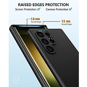 FNTCASE for Samsung Galaxy S23-Ultra Case: Slim Protective Shockproof Silicone Cell Phone Cases - Matte Rubber Dual Layer Cell Phone Cover Hard Bumper (Black)
