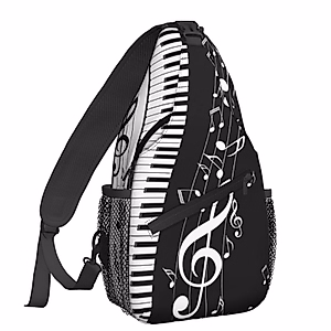 Dujiea Crossbody Backpack For Men Women Sling Bag, Piano Keys Music Note Chest Bag Shoulder Bag Lightweight One Strap Backpack Multipurpose Travel Hiking Daypack
