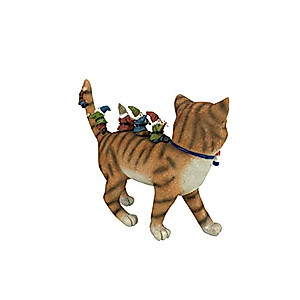 GlitZGlam Patrick The Patriotic Miniature Cat and The Happy Gnomes - A Fairy Garden Gnome Figurine