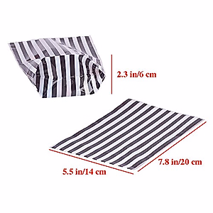 ZOOYOO Black Stripes Clear Cello Bags Plastic Candy Party Favor cellophane Treat Bags,Pack of 50