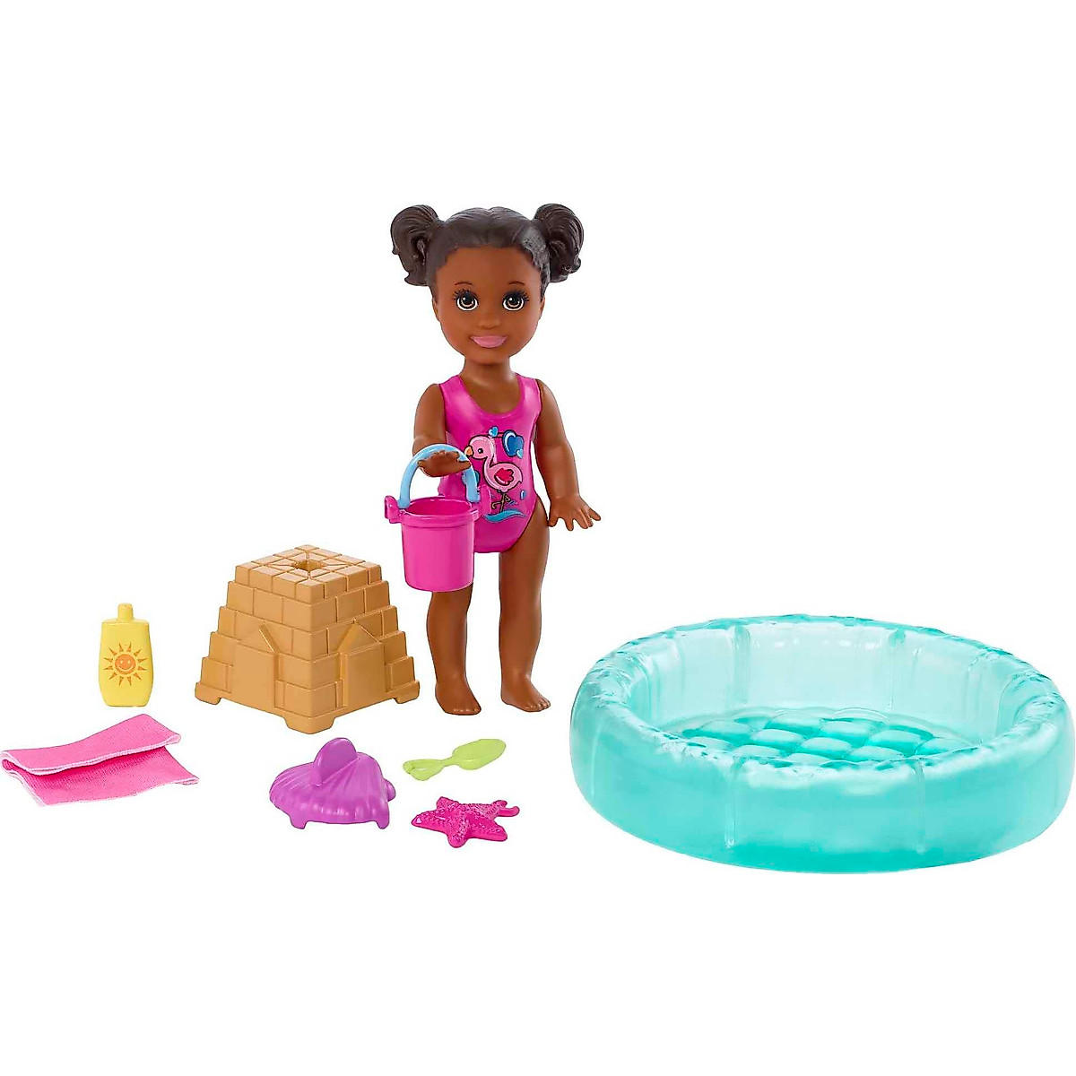 Barbie Skipper Babysitters Inc Small Doll & Accessories Playset with Brunette Doll, Swimming Pool & Water-Themed Pieces