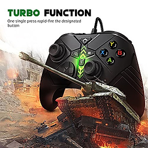 AceGamer Wired Controller for Xbox One with Two Remappable Buttons, 3.5mm Audio Jack, Turbo Key and Dual Vibration, Compatible with Xbox One/S/X/Series S/Series X/PC Windows 10/11 (Black)