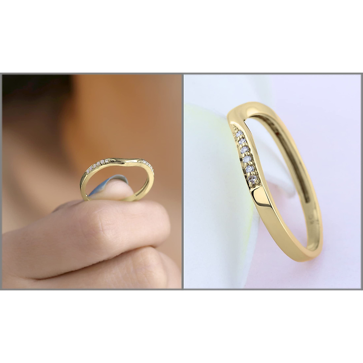 Dazzlingrock Collection 0.10 Carat (ctw) 14K Round Diamond Ladies Wedding Band Guard Ring 1/10 CT, Yellow Gold, Size 7.5