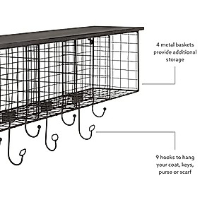 Linon AHWE12381 Lanette 4-Cubby Wall Shelf, 13" x 30" x 6.5", Black