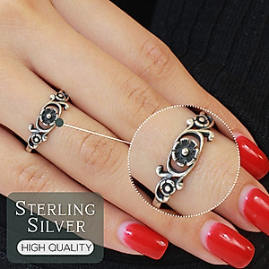 CloseoutWarehouse 925 Sterling Silver Antique Filigree Flower Ring Size 9