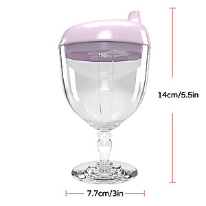 Plastic Goblet Cup, Baby Sippy Cup Wine Glass, Beverage Mug Milk Bottle with Lid for Kids Birthday Party or Celebration (over 8 months)