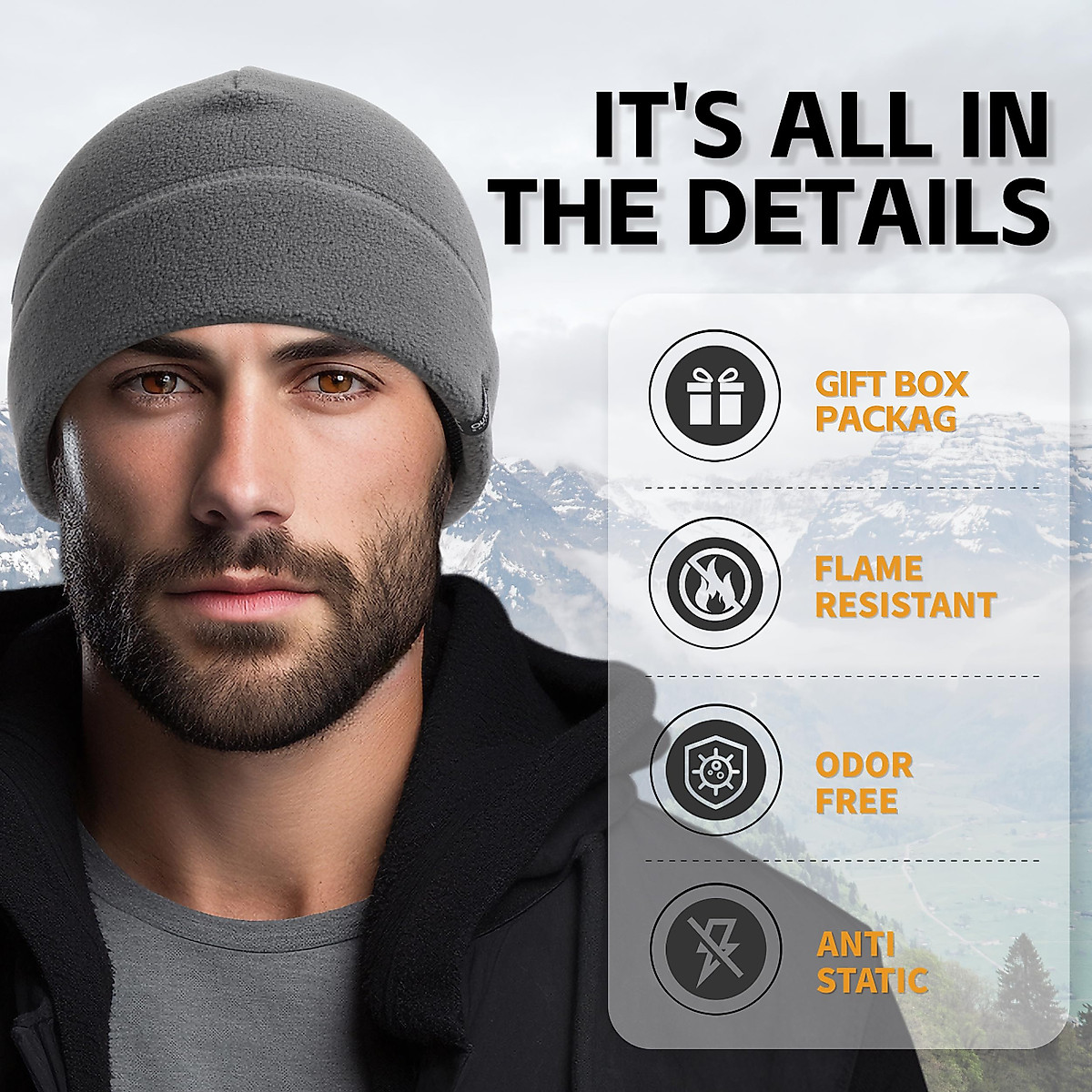 2 Pack Tactical Fleece Cap Winter Warm Beanie Military Army Watch Cap Gift for Men Women