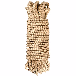 KINGLAKE GARDEN Jute Rope,Hemp Rope Heavy Duty Jute Rope 1/4 inch x 164 Feet(6 MM x 50 M) Twisted Hemp Rope for Indoor and Outdoor Gardening,Crafts, Home Decorating, Climbing,DIY