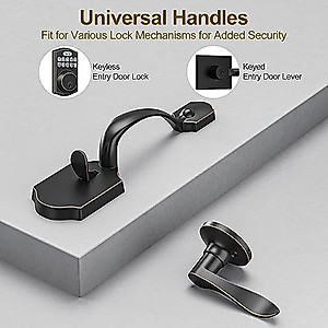 HOSOM Front Door Handle, Exterior Entry Door Handleset with Lever, Reversible for Right & Left-Handed Doors, Classic Style, Oil Rubbed Bronze