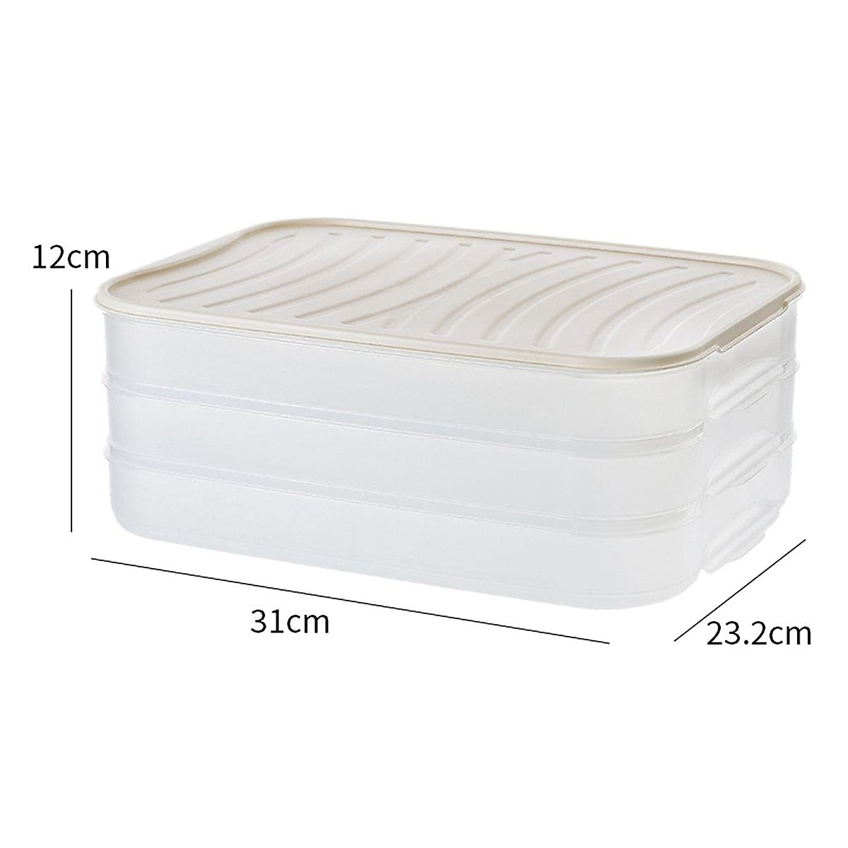 MinLia Multilayer Stackable Kitchen Food Storage Box with Cover Dumpling Fresh Box Food Holder Container Storage Tray(3-Layers,White)