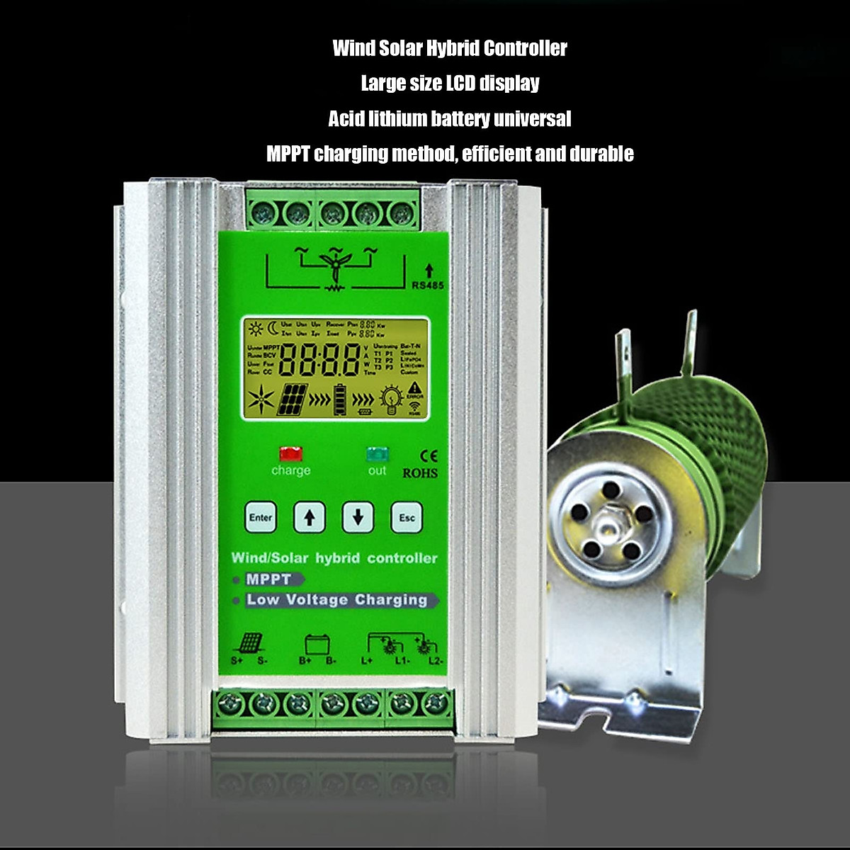Battery Off Grid Controller, Wind Turbine Solar Hybrid, MPPT Charge Boost Controller, 400W Solar Wind Hybrid Charge Regulator 12V/24V Auto Identification System Voltage, Wind Turbine Generator ve