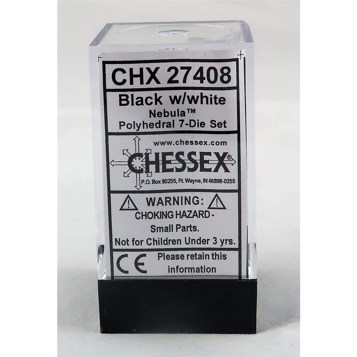 Chessex Polyhedral 7-Die Nebula Dice Set - Black with White