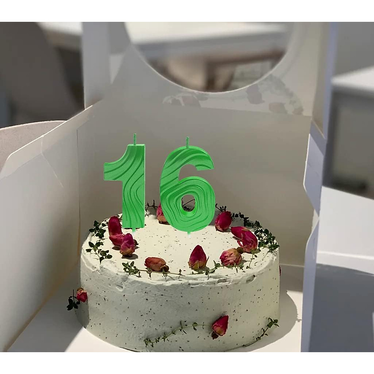 2.76inch terraced Fields Shape Number 6 Green Candles, Green 6 Candles/Cake Toppers for Birthday, Wedding, Baby Shower, Anniversary Decorating and Celebrating for Adults/Kids Party(Green 6)