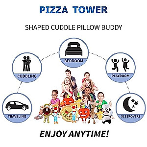 whitewhale 4PCS Pizza Tower Plush, Gift for Game Enthusiasts, Soft Stuffed Dolls for Children and Adults, Birthday for Boys and Girls, Christmas and Easter Basket Filling Selection,
