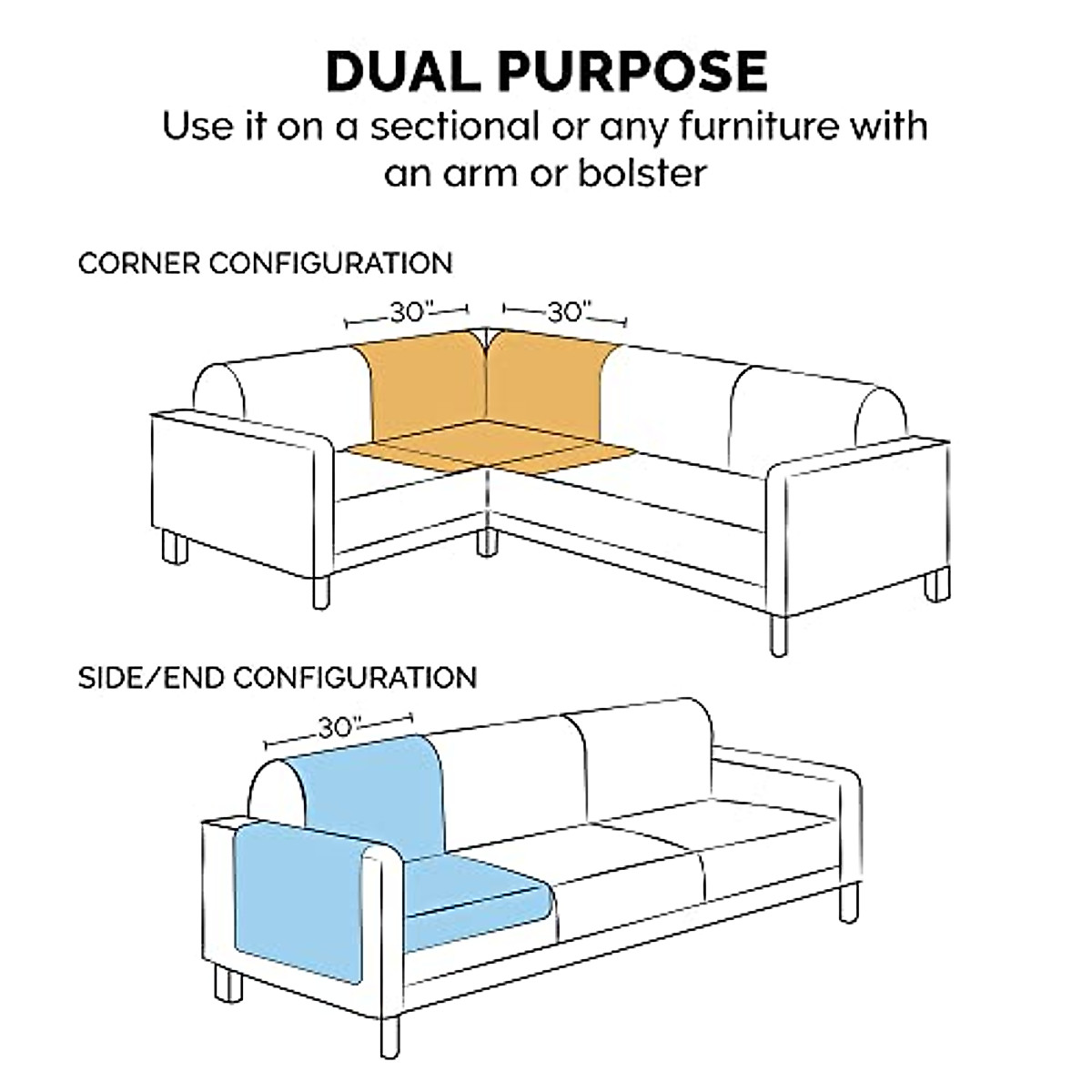 Furhaven Snuggly Spot Long Faux Fur Corner Throw Furniture Seat Protector, Washable - Mist Gray, One Size