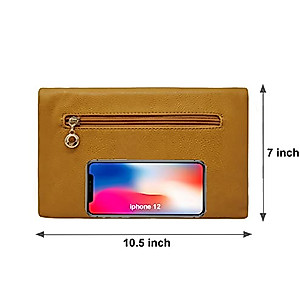 Solene Women's Envelop Clutch Crossbody Bag With Tassels Accent (WU075-Mustard)