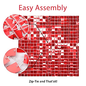 Shimmer Wall Backdrop Background for Christmas Backdrop Red Sequin Backdrop Panel Shimmer Wall Backdrop 24 Panels Red Shimmer Wall Panels Backdrop for Holiday Decoration Birthday Christmas Party