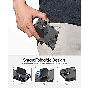 LERCIOR Portable 3 in 1 Charging Station for Apple Devices Foldable Charger Station for Apple Watch 7/6/SE/5/4/3/2/1 Charger Stand, Charging Station for iPhone AirPods Pro3/2/1 Charging Stand Black