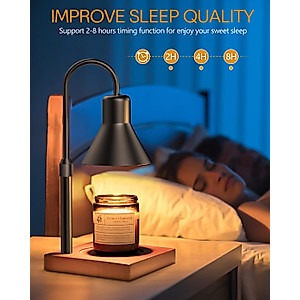 PRIORARE Candle Warmer Lamp with 2 x 50W Bulbs, 4-Gear Dimmer Electric Candle Warmer Oak Base, 2H/4H/8H Timer Candle Lamp, Scented Jar Candles Heater