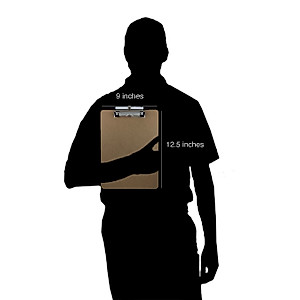 Pen Holder Clipboard, Letter Size, Low Profile Clip, Hardboard Single (Pen Included)