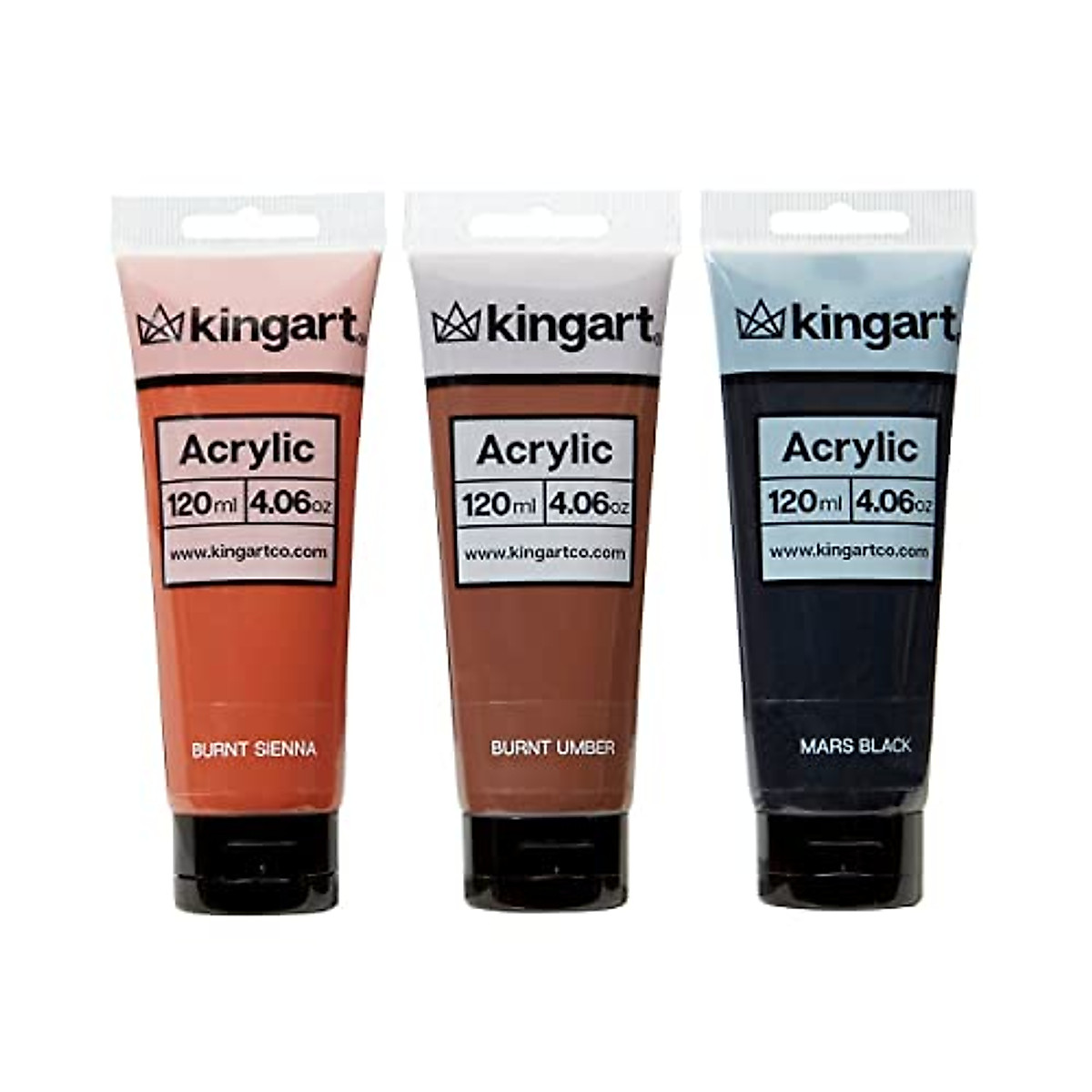 KINGART PRO Artist Acrylic Paint, 120ml (4.06oz), Set of 12 Unique Colors
