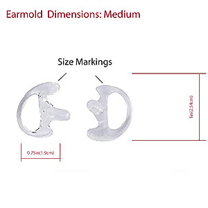 Klykon Police Earpiece 3.5 mm 1 pin Listen Only Acoustic Tube Earpiec Surveillance Headset with One Pair Medium Earmolds for 2 Way Radios Speaker Mics