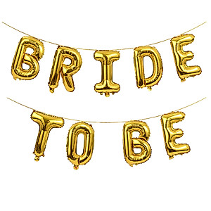 SHUNTAI Bride To Be Balloons Gold Bachelorette Party Decorations Engagement Ring Balloon 16 Inch Gold Letters Bride To Be Decor Banner for Wedding Rehearsal Bridal Shower Party Decoration Supplies