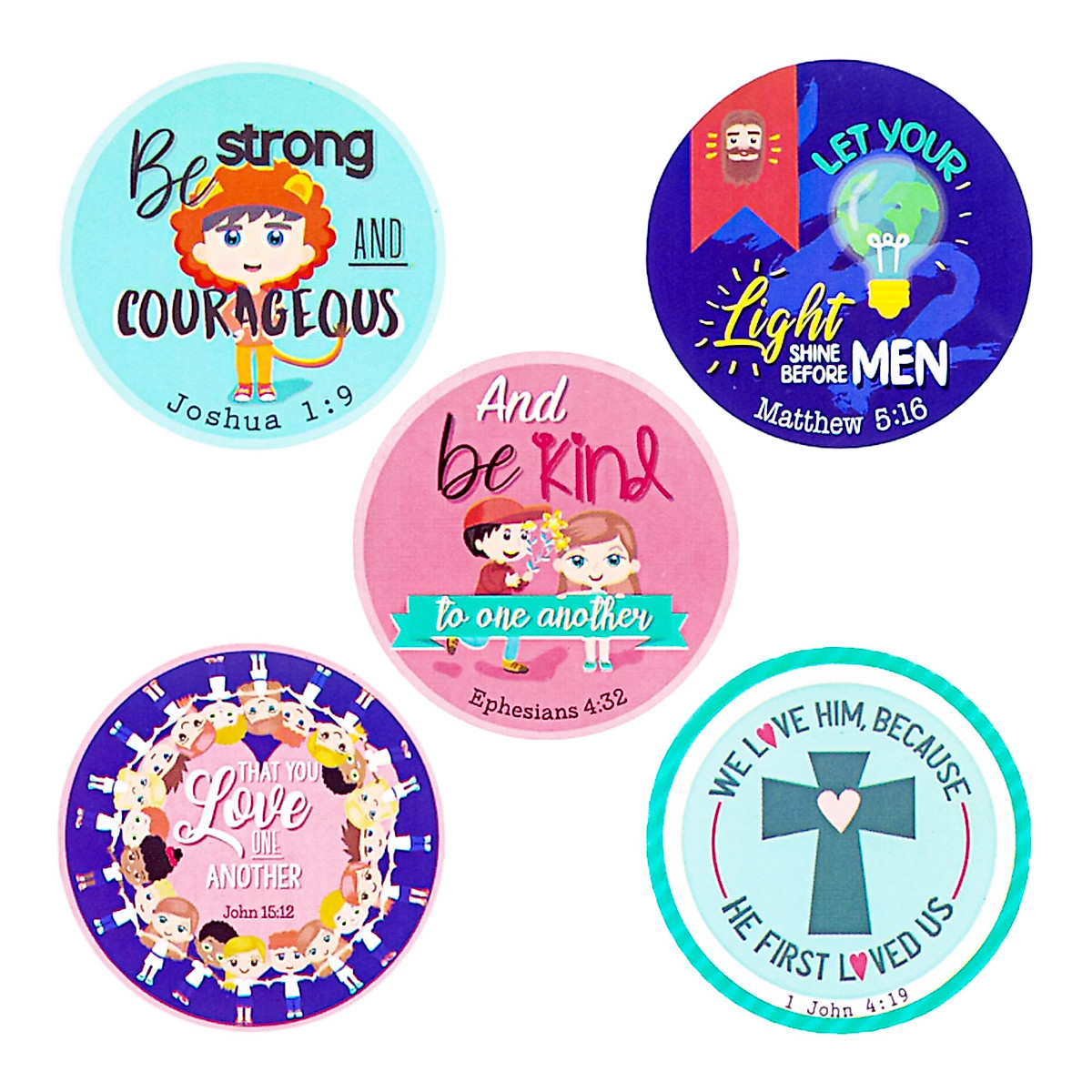 Juvale 1000 Pieces Christian Stickers, Bible Verse Stickers for Kids, Easter, School, Religious Sticker Roll, 10 Designs, James 1:17, Psalm 104:33, Ephesians 4:32 (1.5 in)