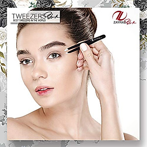 Slant Tip Tweezers - Professional Eyebrow Stainless Steel Tweezers - Best Precision Tweezers for Eyebrows - Splinter Tweezers for Facial Hair Removal for Daily Beauty Routine. (Black)
