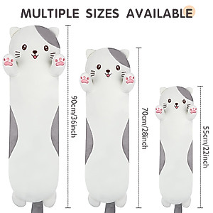 28inch Cat Plush Body Kitty Pillow, Soft Giant Doll Cute Kitten Squishy Cats Stuffed Animal Toy Gifts for Kids, Halloween, Christmas, Thanksgiving, Birthdays