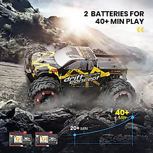 DEERC Brushless RC Cars 300E 60KM/H High Speed Remote Control Car 4WD 1:18 Scale Monster Truck for Kids Adults, All Terrain Off Road Truck with Extra Shell 2 Battery,40+ Min Play Car Gifts for Boys