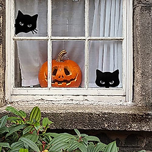 Halloween Black Cat Decorations Peeping Animal Metal Art Halloween Home Decor Outdoor Ornaments Cat Courtyard Lawn Gift Ideal for Cat Lovers Gift Animal Silhouette Set of 2
