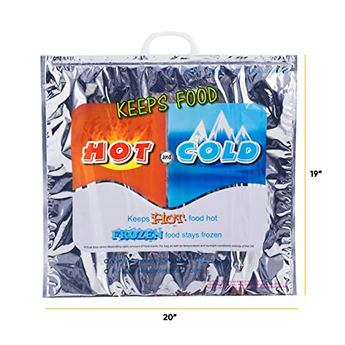 Pack of 12 Hot and Cold Insulated Bags- Food Storage for Frozen & Hot Items- Reusable Lunch Bags & Grocery Shopping Bags, Heavy Duty Refrigerated Totes, (20"x5.5"x19")
