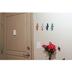 Set of 4 Cast Iron Coastal Shark Tail Wall Hooks Decorative Nautical Beach Bathroom Towel Or Coat Hanging Decor