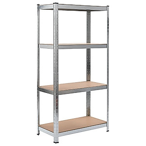 ZQQLVOO Garage Storage Shelving,Shelves for Storage Shelving,Garage Shelves, Basement Shelving Utility Shelf Rack,Multipurpose Shelf Display Rack,Storage Shelf Silver 31.5"x15.7"x63" Steel and MDF