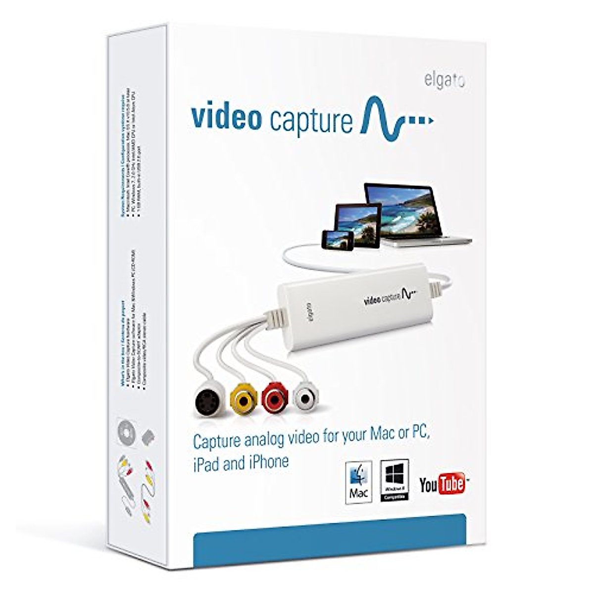 Elgato Video Capture – USB 2.0 Capture Card Device, Easy to Use, Convert Analog to Digital, with VHS VCR TV to DVD Adapter, for Mac, Windows or iPad