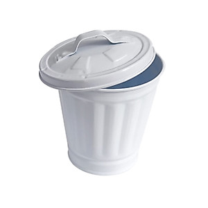 AITING Mini Trash can & Iron Garbage can Pencil Cup Holder 2pcs (White)