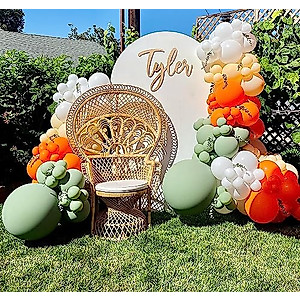 Oopat DIY Orange Balloon Arch Garland Kit Little Cutie is on the Way Baby Shower Gender Neutral Orange Citrus Kids Birthday Party Backdrop Decorations (Sage Green Orange)