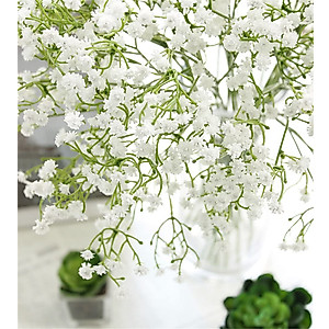 Botius Artificial Flowers 9Pcs 21" Baby Breath/Gypsophila Fake Silk Plants Wedding Party Decoration Real Touch Flowers DIY Home Garden, White